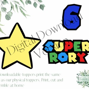 Super Mario Inspired Personalised Cake Topper, Name Birthday Cake ...