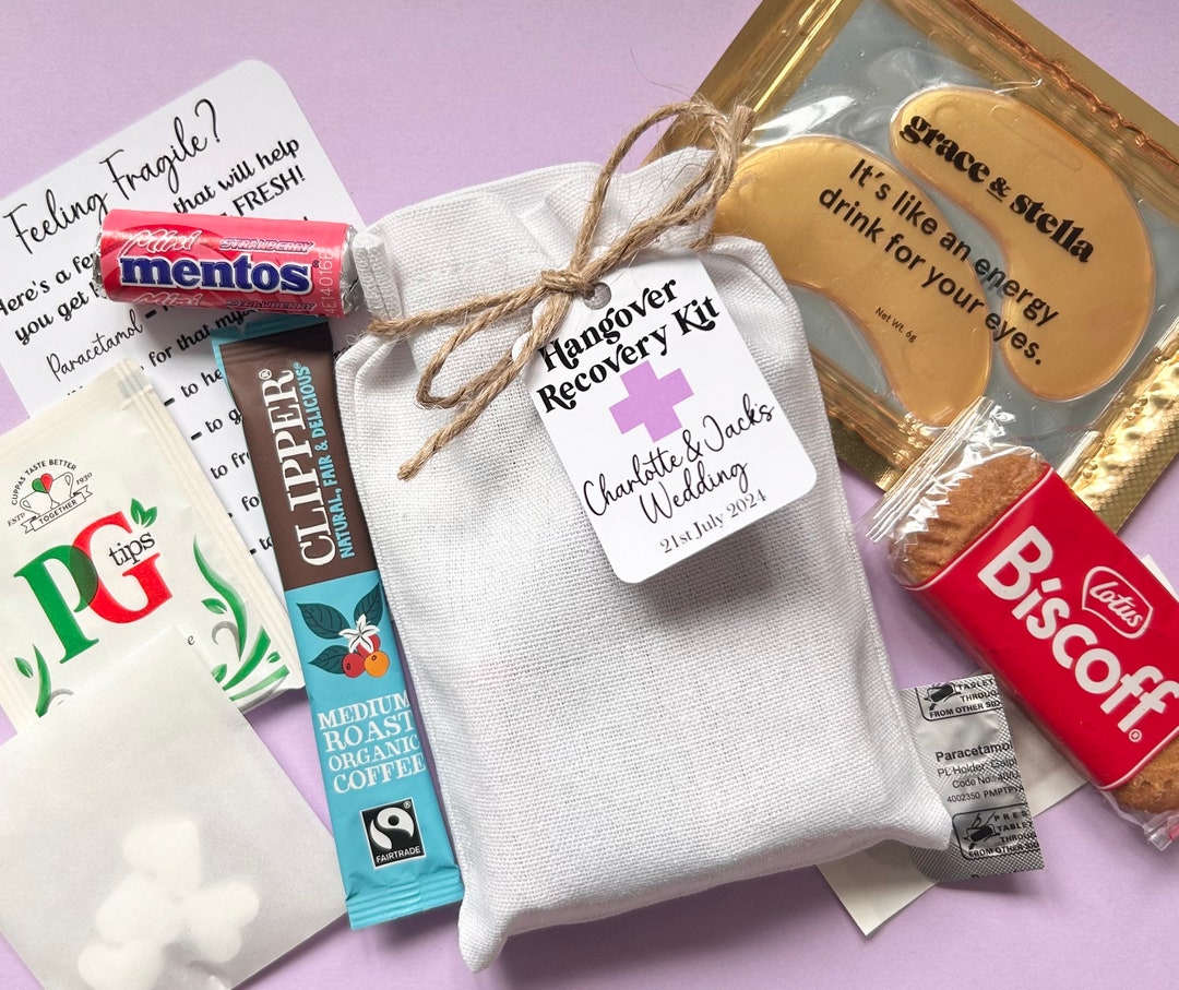 Personalised Wedding Hangover Recovery Kit, Bride, Groom, Bridesmaid ...