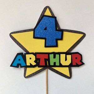 Super Mario Inspired Personalised Cake Topper, Name Birthday Cake ...