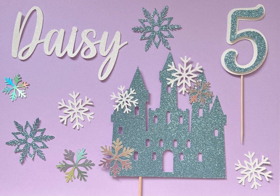 Ice Castle Cake Topper Set, Birthday, Elsa, Ice Queen, Snowflake ...