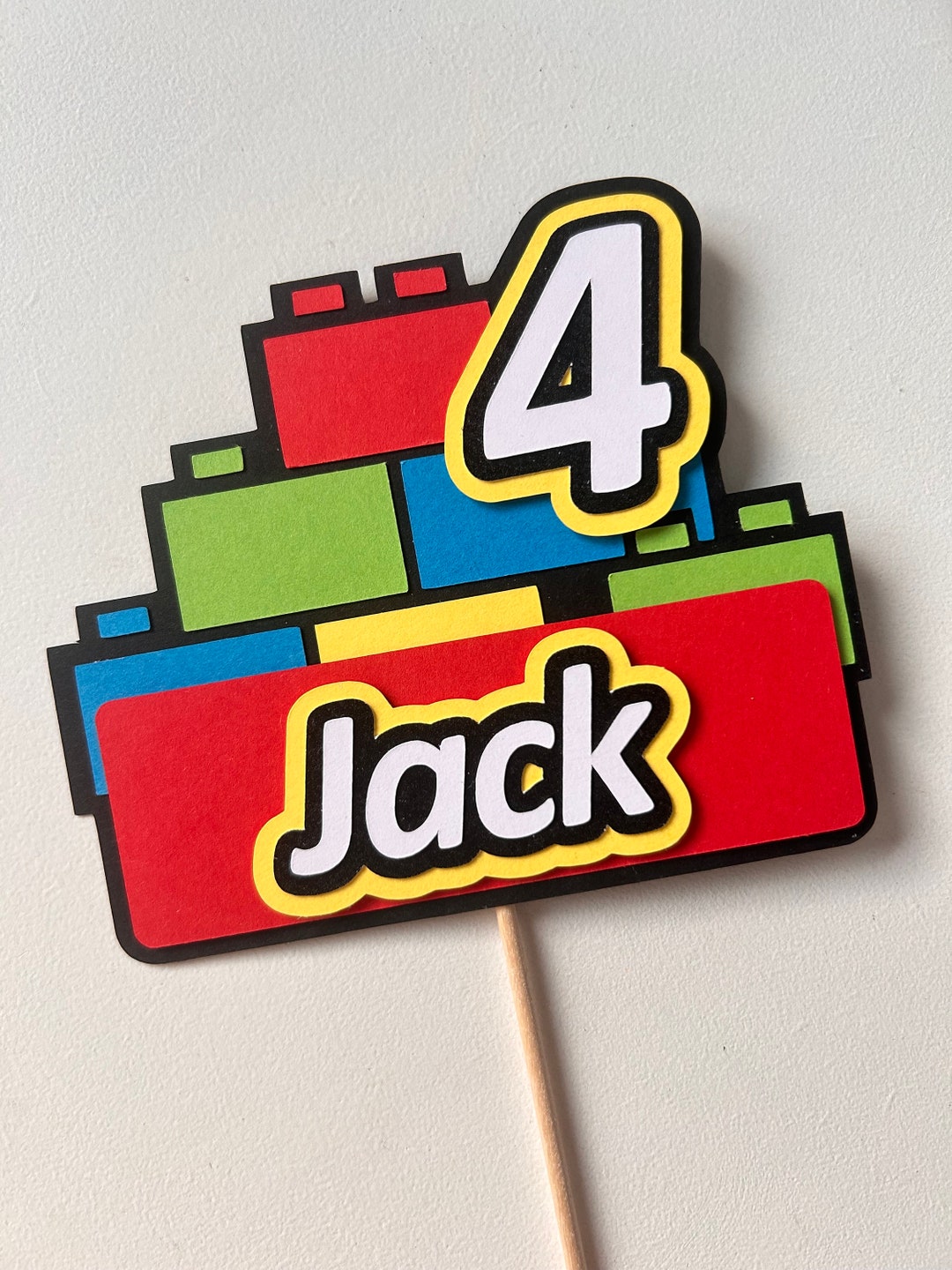 Building Block Personalised Cake Topper, Name Birthday Cake Topper, Age ...