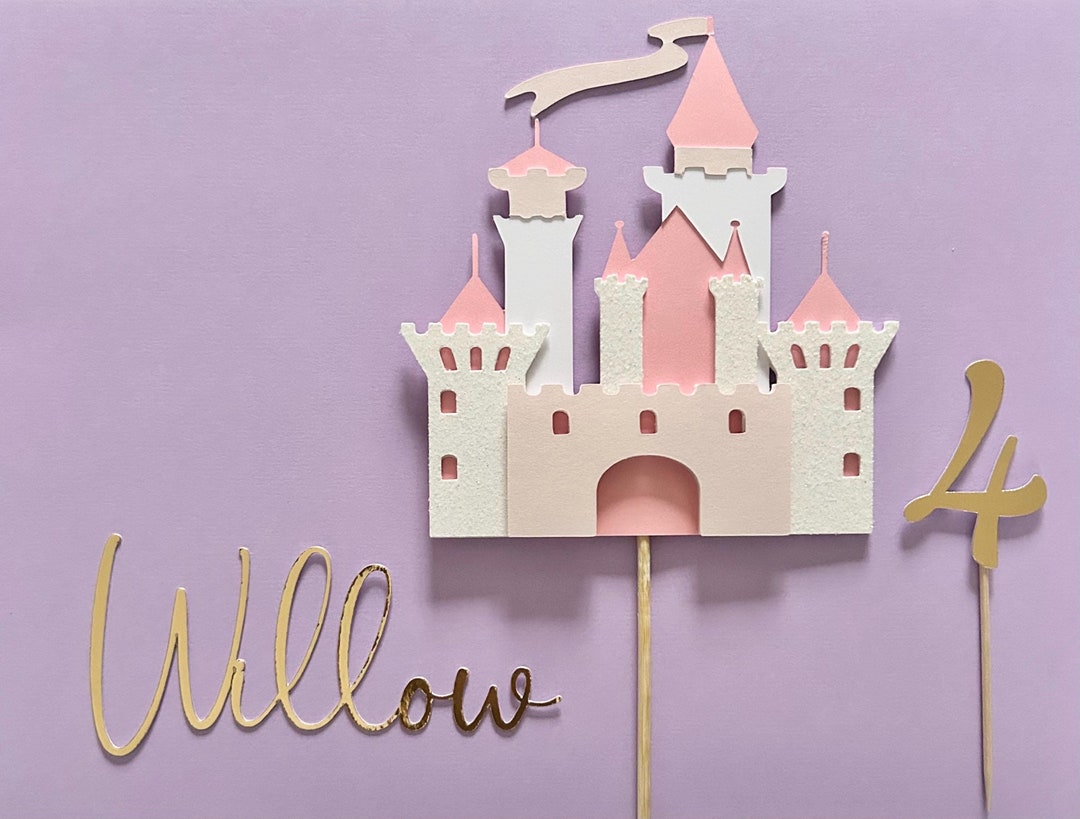 Princess Castle Cake Topper Set, Birthday, Glitter, Personalised, Age ...