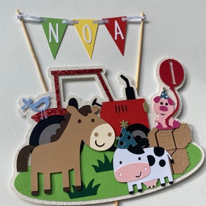 Farm Themed Personalised Cake Topper, Name Birthday Cake Topper, Age ...