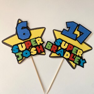 Super Mario Inspired Personalised Cake Topper Name Birthday - Etsy
