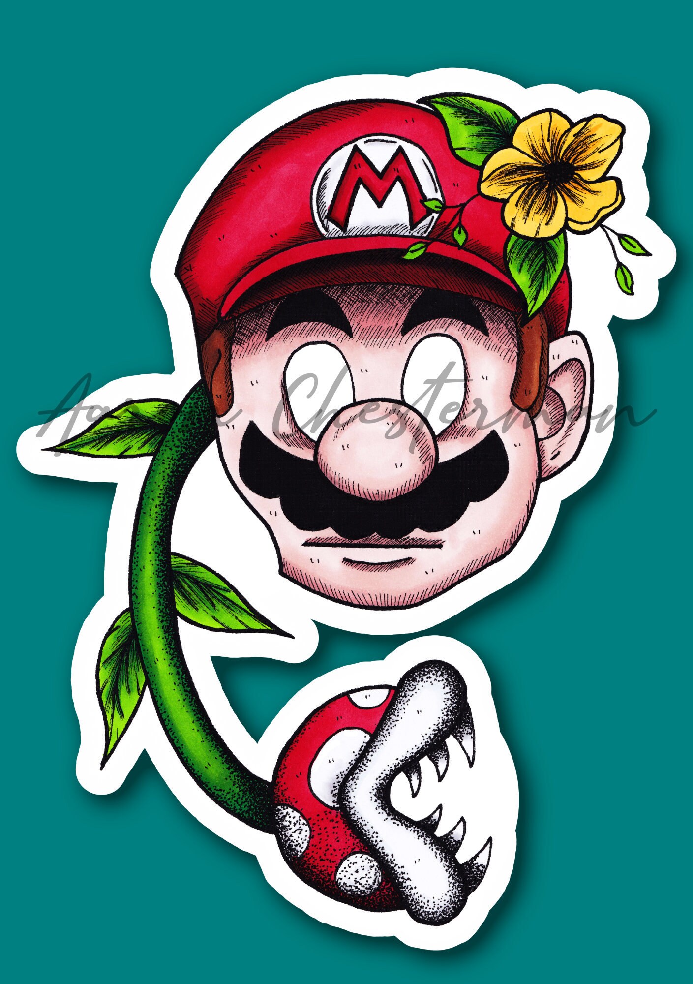 Super Mario Vinyl Sticker // Mario Piranha Plant Decal | Etsy