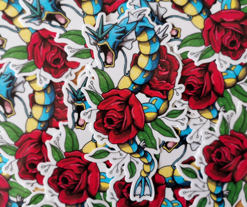 Gyarados Pokemon Sticker // Vinyl Water-resistant Sticker // - Etsy UK