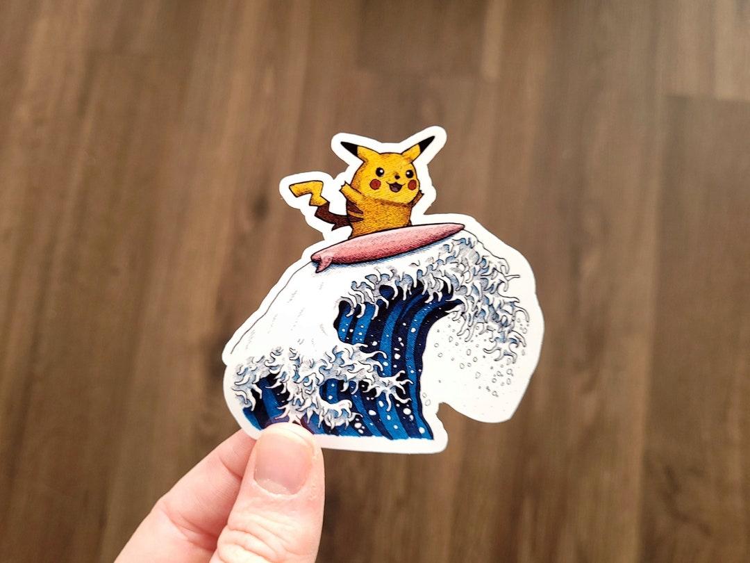 Surfing Pikachu Sticker // Hokusai the Great Wave Sticker // Pokemon ...