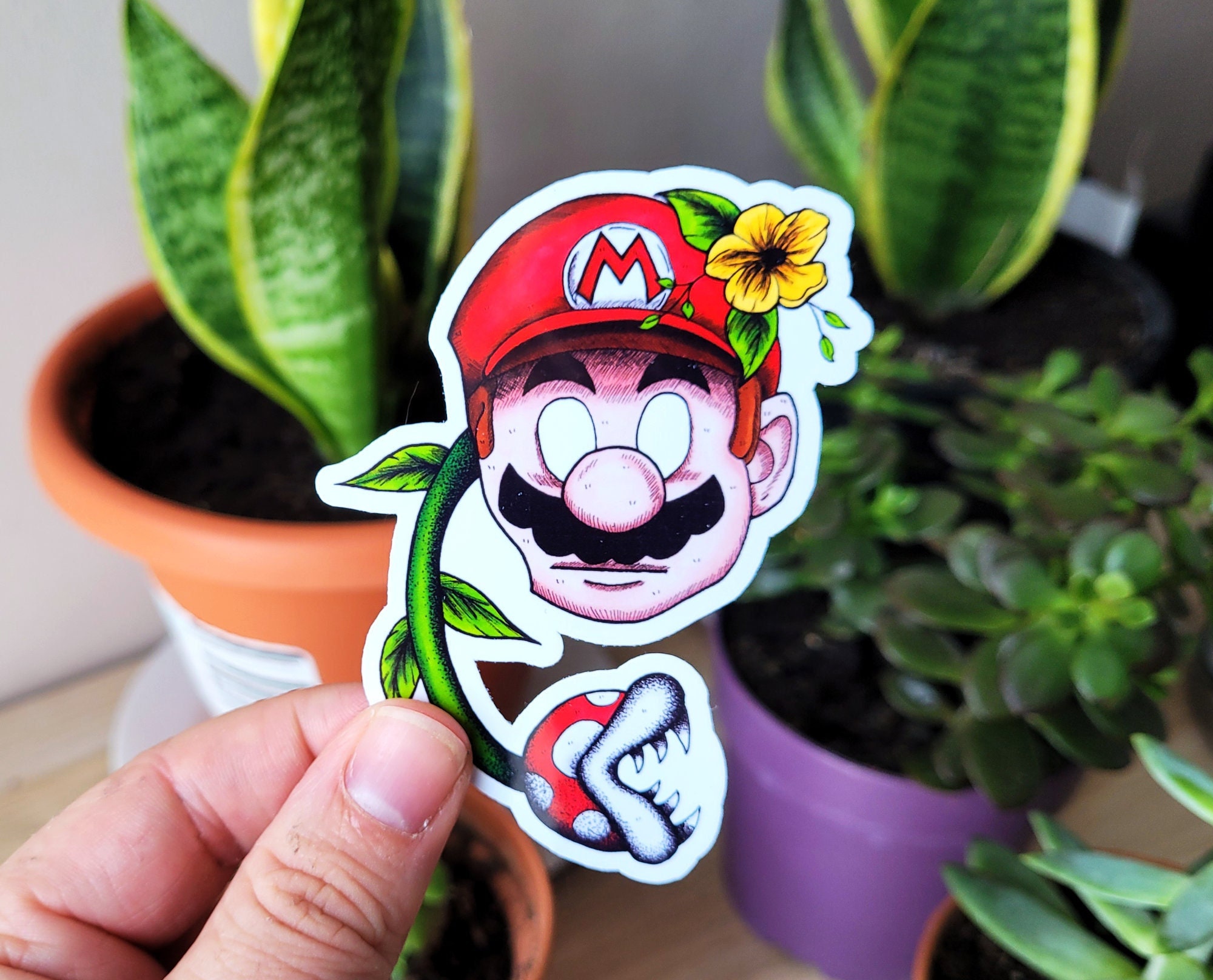 Super Mario Vinyl Sticker // Mario Piranha Plant Decal | Etsy