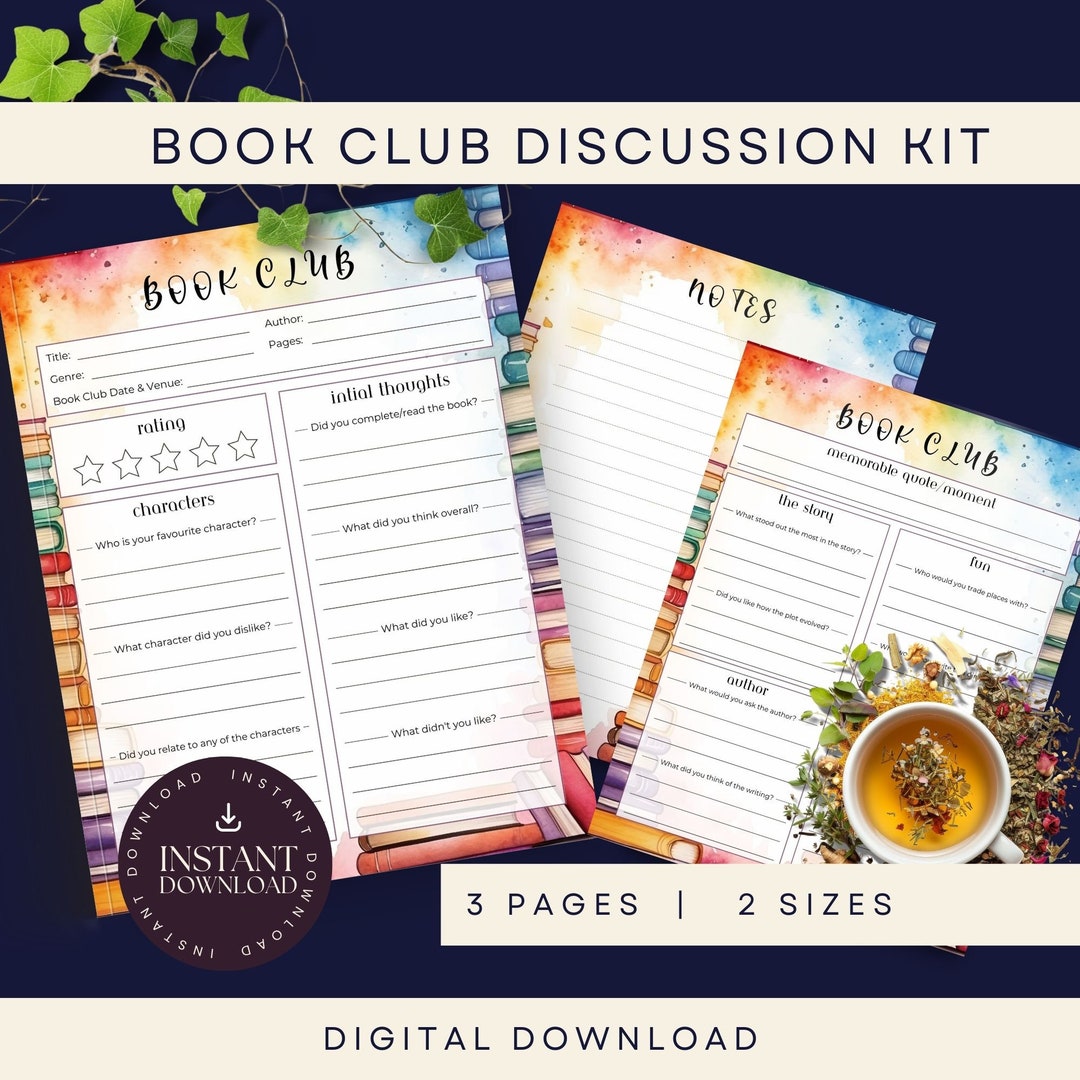 Bright Book Club Printable, Book Club Discussions, DOWNLOAD, Questions ...