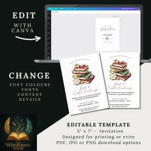 Book Swap Invite Invite, Holiday Cookie Exchange, Editable Book Club ...