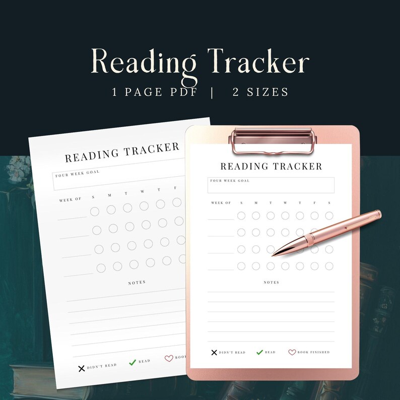 Reading Tracker Worksheet, Printable Reading Habit Tracker, Book Lover ...