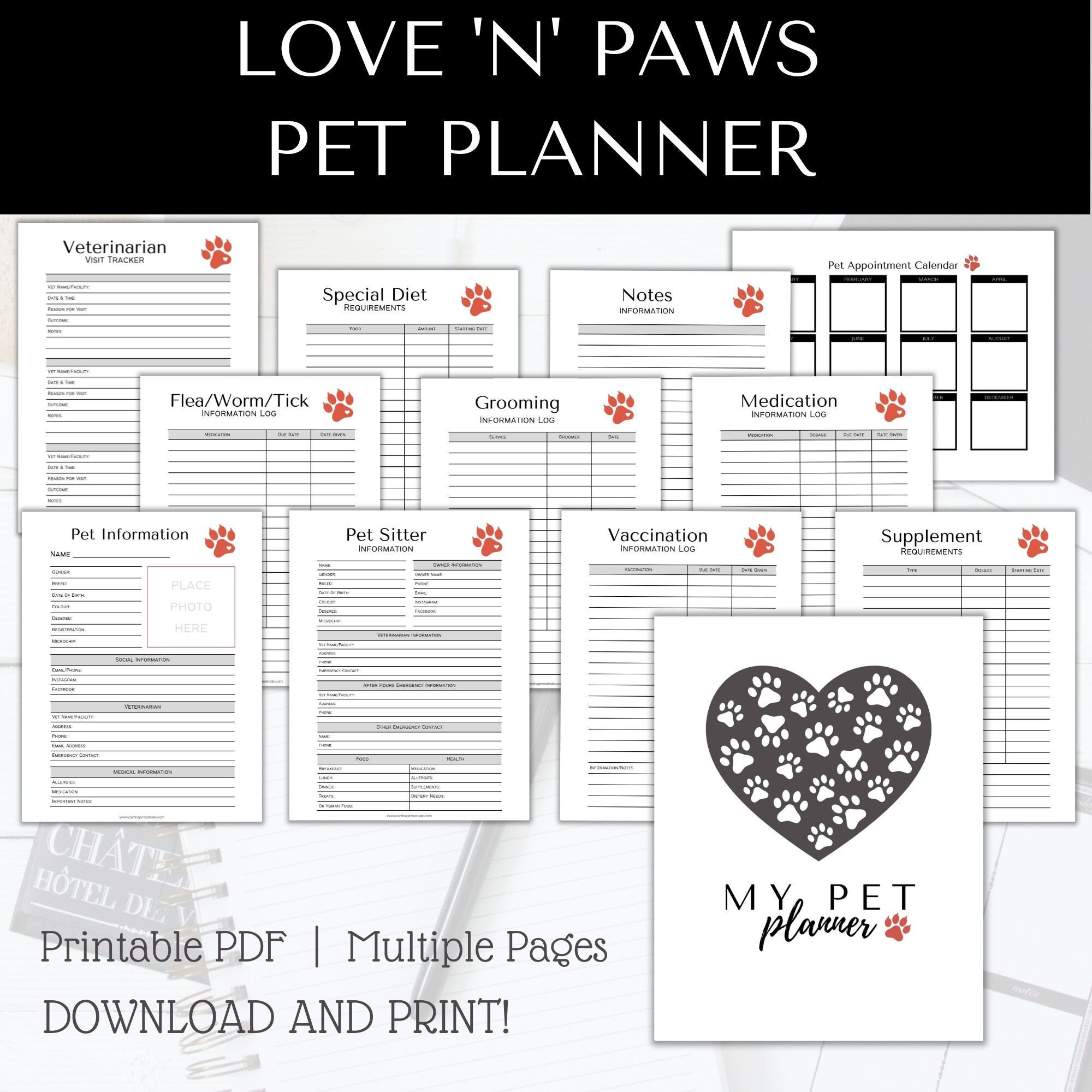 Pet Planner Printable Pet Organiser Pet Care Pet Sitter - Etsy Australia
