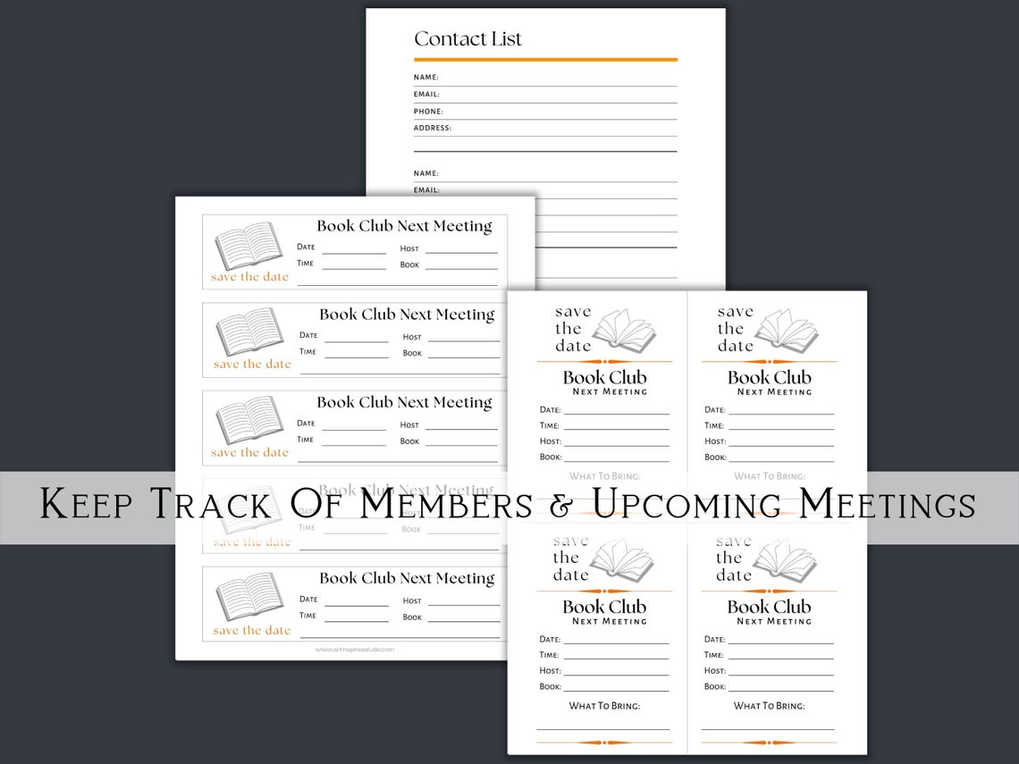 Printable Book Club Planner Book Club Discussion Book - Etsy