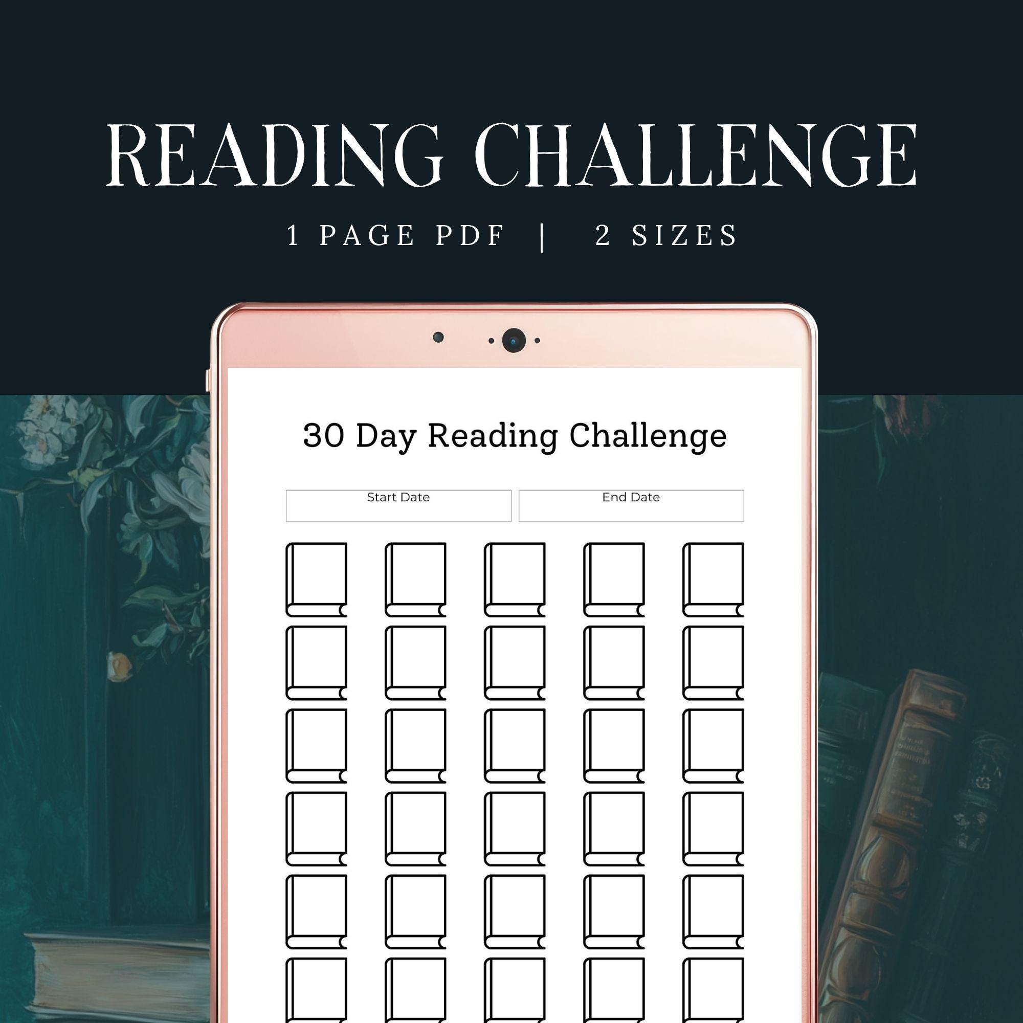 30 Book Challenge, INSTANT DOWNLOAD, Library Reading Log, Printable ...