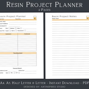 Resin Project Printable, Resin Planner PDF, Resin Printable, Craft ...