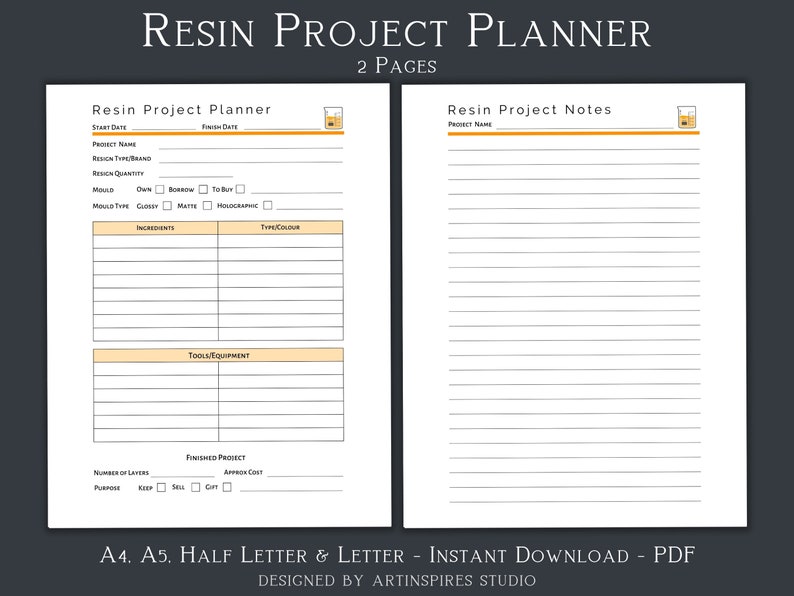 Resin Project Printable, Resin Planner PDF, Resin Printable, Craft ...