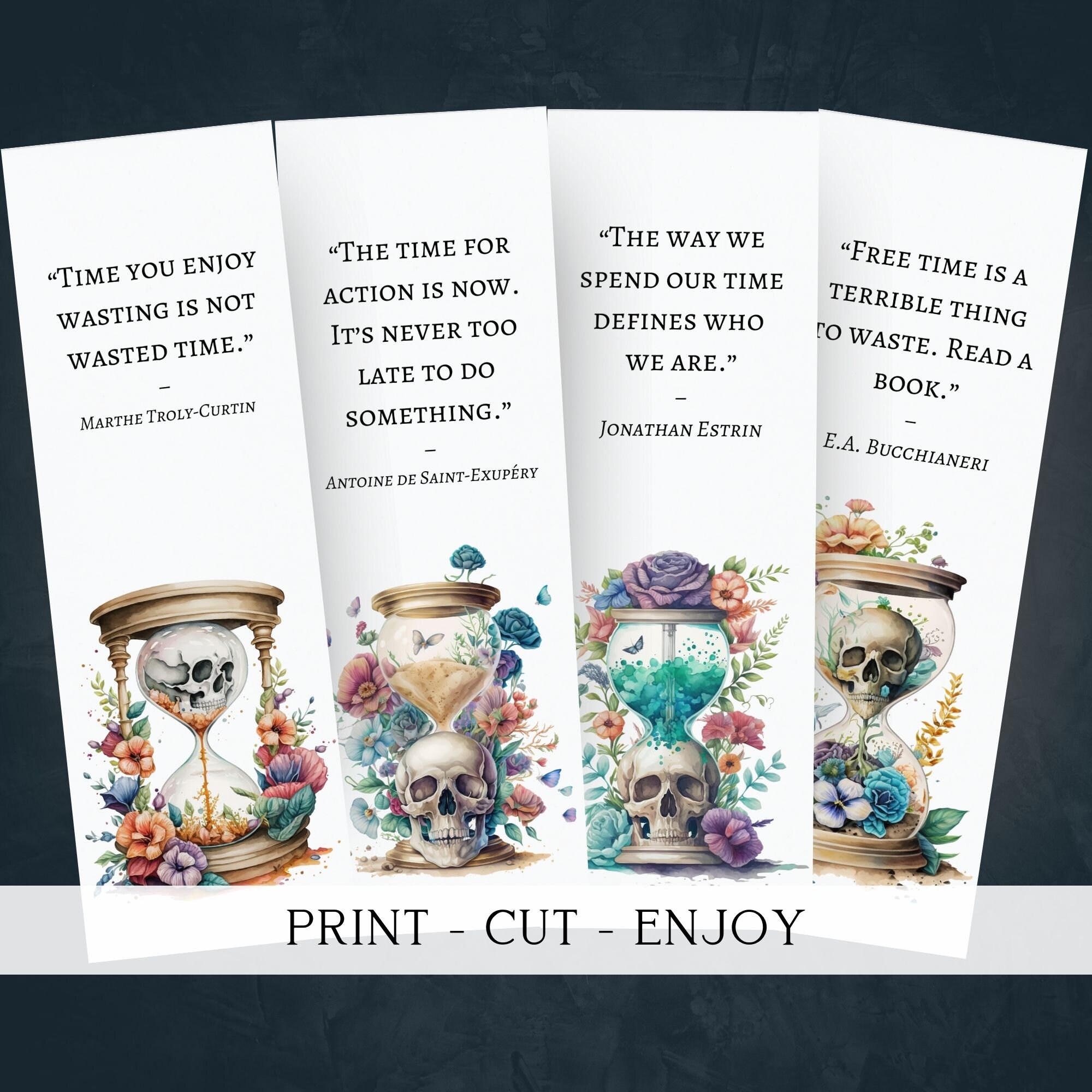 Printable Skull Bookmarks, INSTANT DOWNLOAD, Printable Bookmark, Book ...