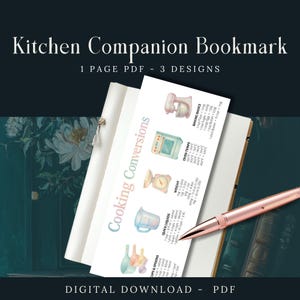Kitchen Conversion Bookmarks, Printable Cooking Reference, Baking ...