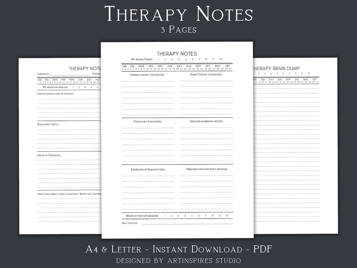 Therapy Notes Printable Printable Therapist Notes Mental - Etsy