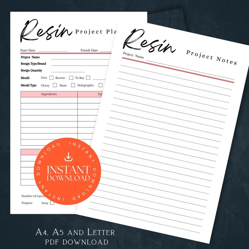Resin Project Printable, Resin Planner PDF, Resin Printable, Craft ...