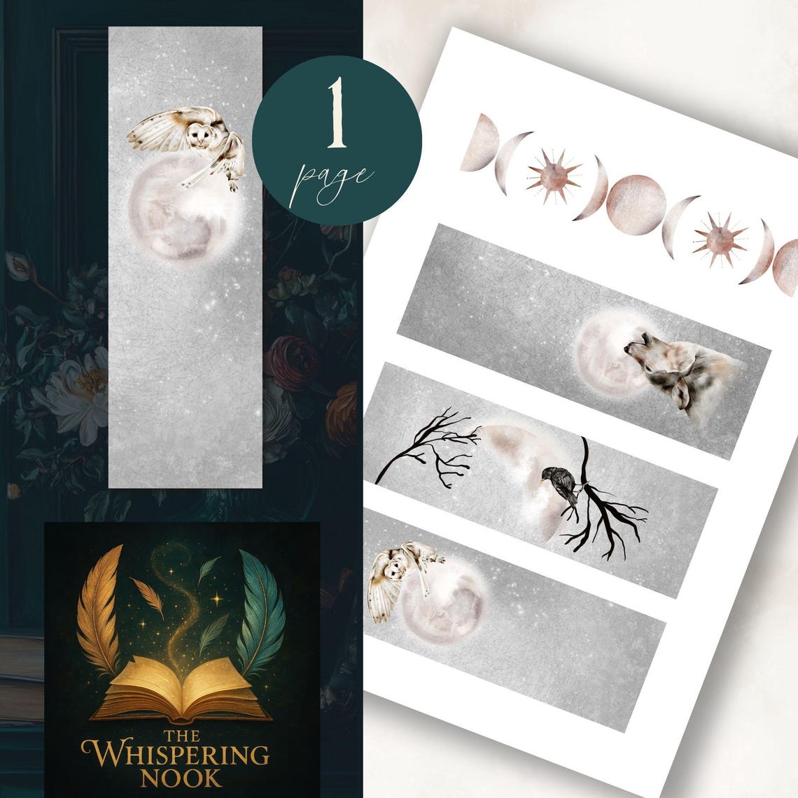 Moon Printable Bookmarks, Full Moon Book Gift, Lunar Bookmarks, Book ...