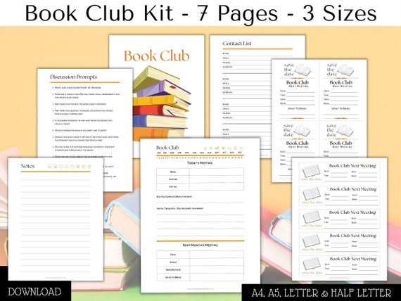 Printable Book Club Planner Book Club Discussion Book - Etsy