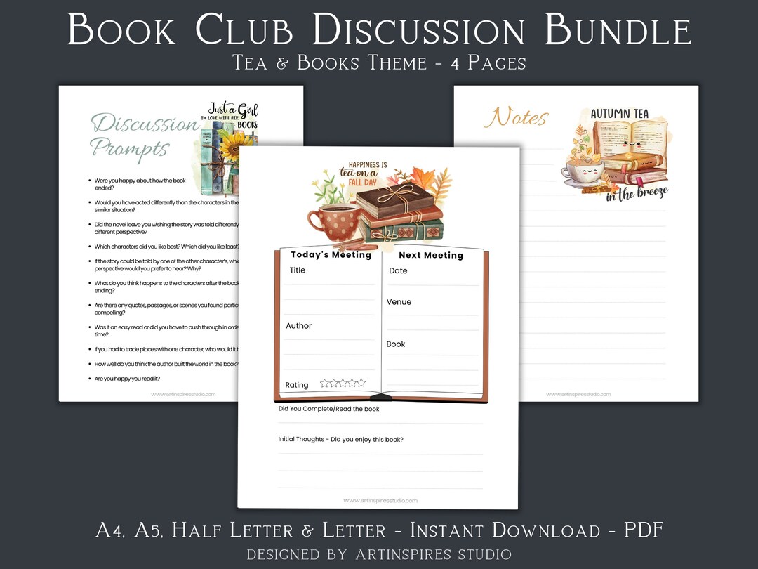 Tea Book Club Planner, Book Club Discussion, Book Review, Reading ...