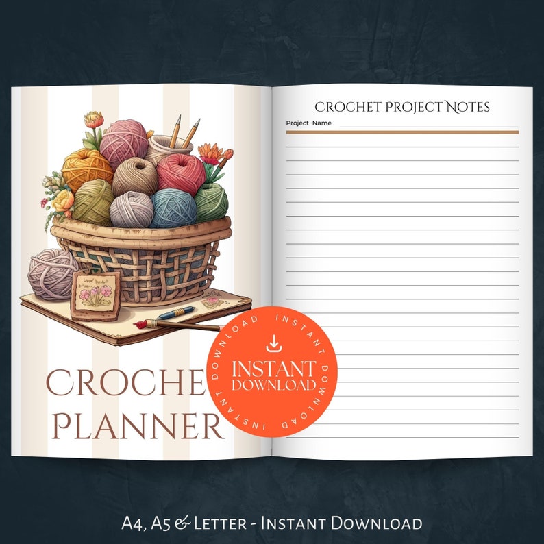 Yarn Balls Crochet Planner Kit, INSTANT DOWNLOAD, Crochet Journal PDF ...