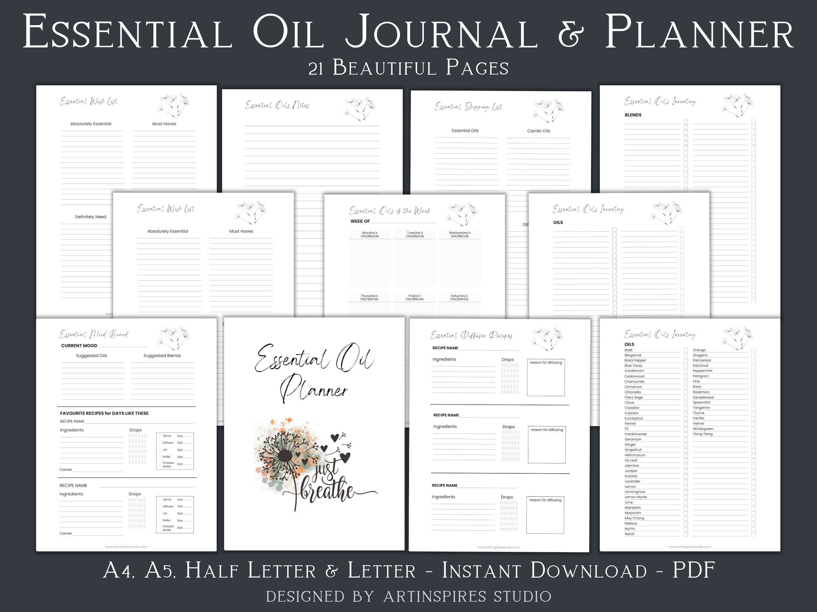 Essential Oil Planner, Essential Oil Journal, Essential Oil Recipes ...