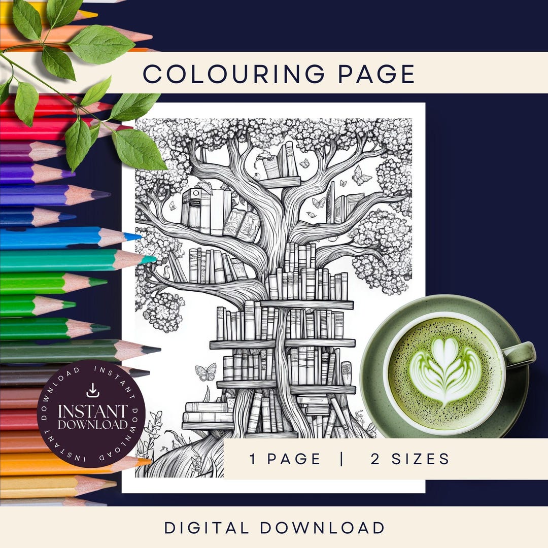 Book Lovers Colouring Page, DOWNLOAD, Book Club Activity, Digital ...