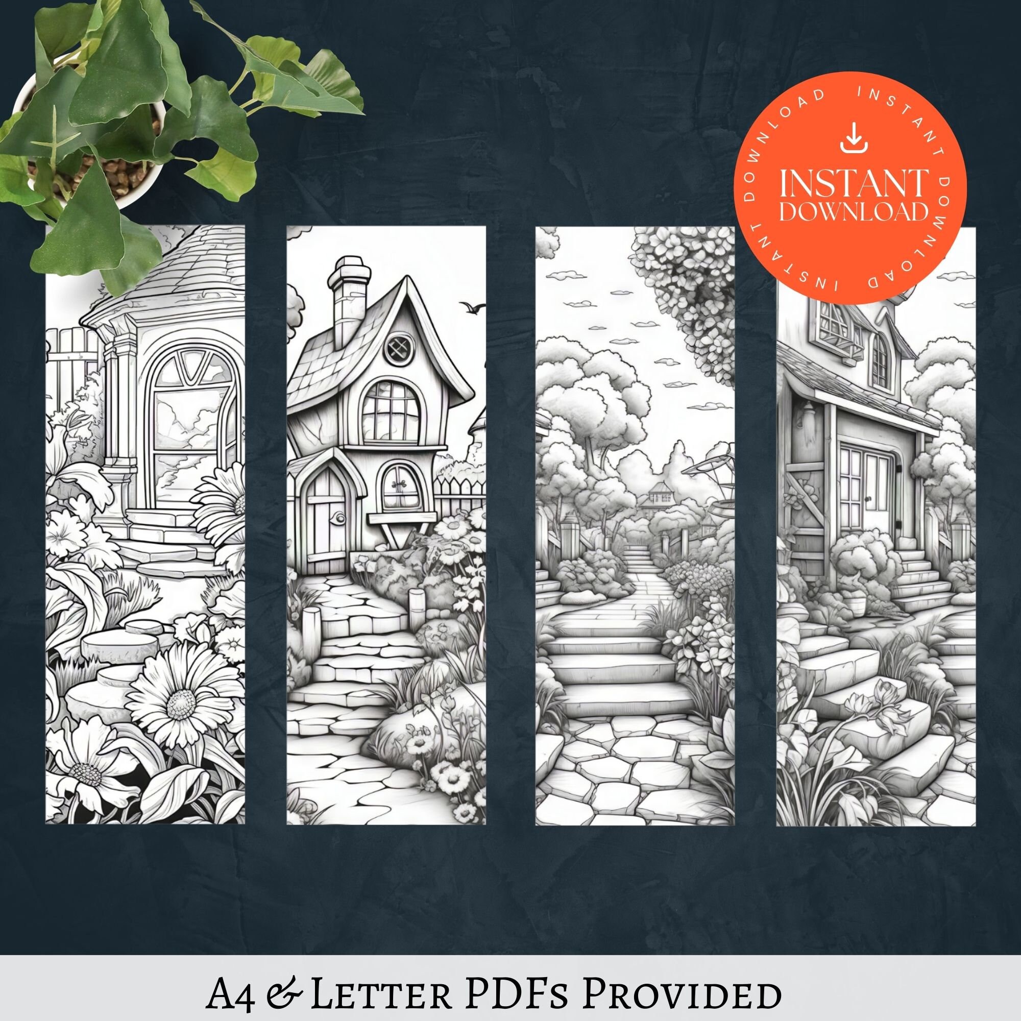Colour in Garden Bookmarks, INSTANT DOWNLOAD, Printable Bookmarks, Book ...