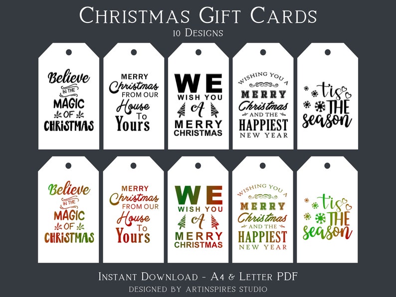 Christmas Printable Gift Tags, Christmas Gift Tags, Holiday Tags ...