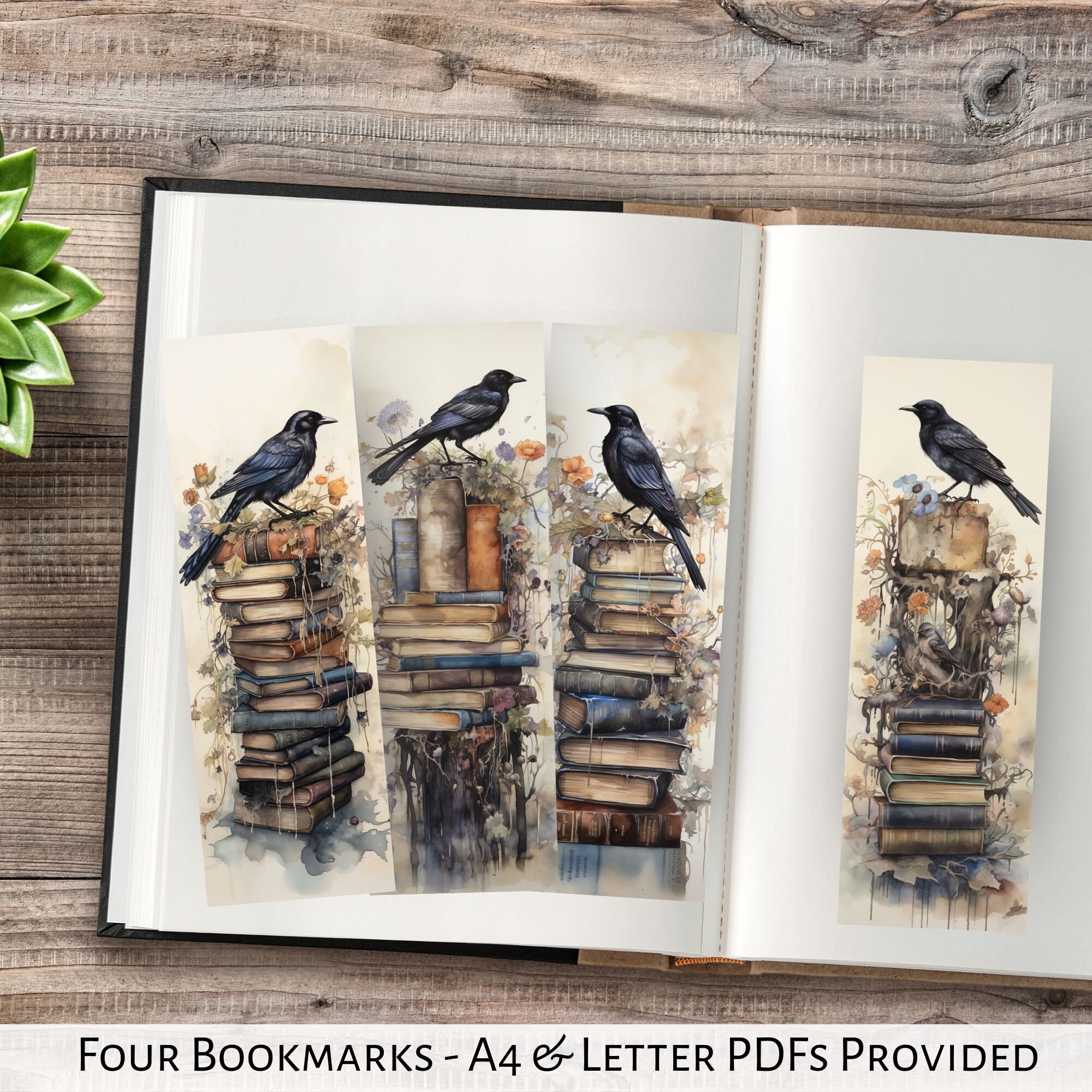 Raven Book Pile Bookmarks INSTANT DOWNLOAD Book Lovers Gift - Etsy