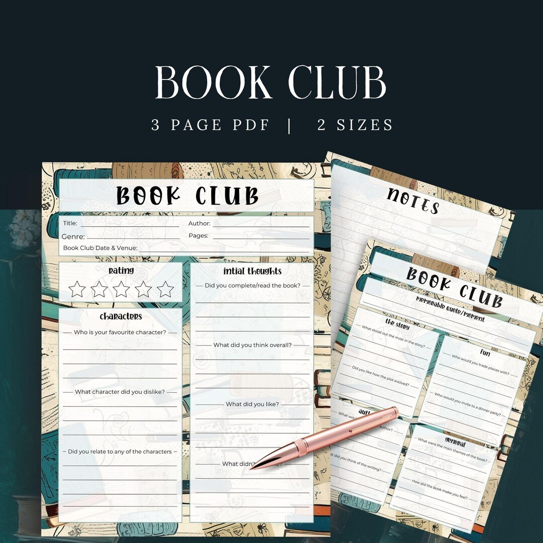 Book Club Printable, Book Club Discussions, DOWNLOAD, Questions for ...
