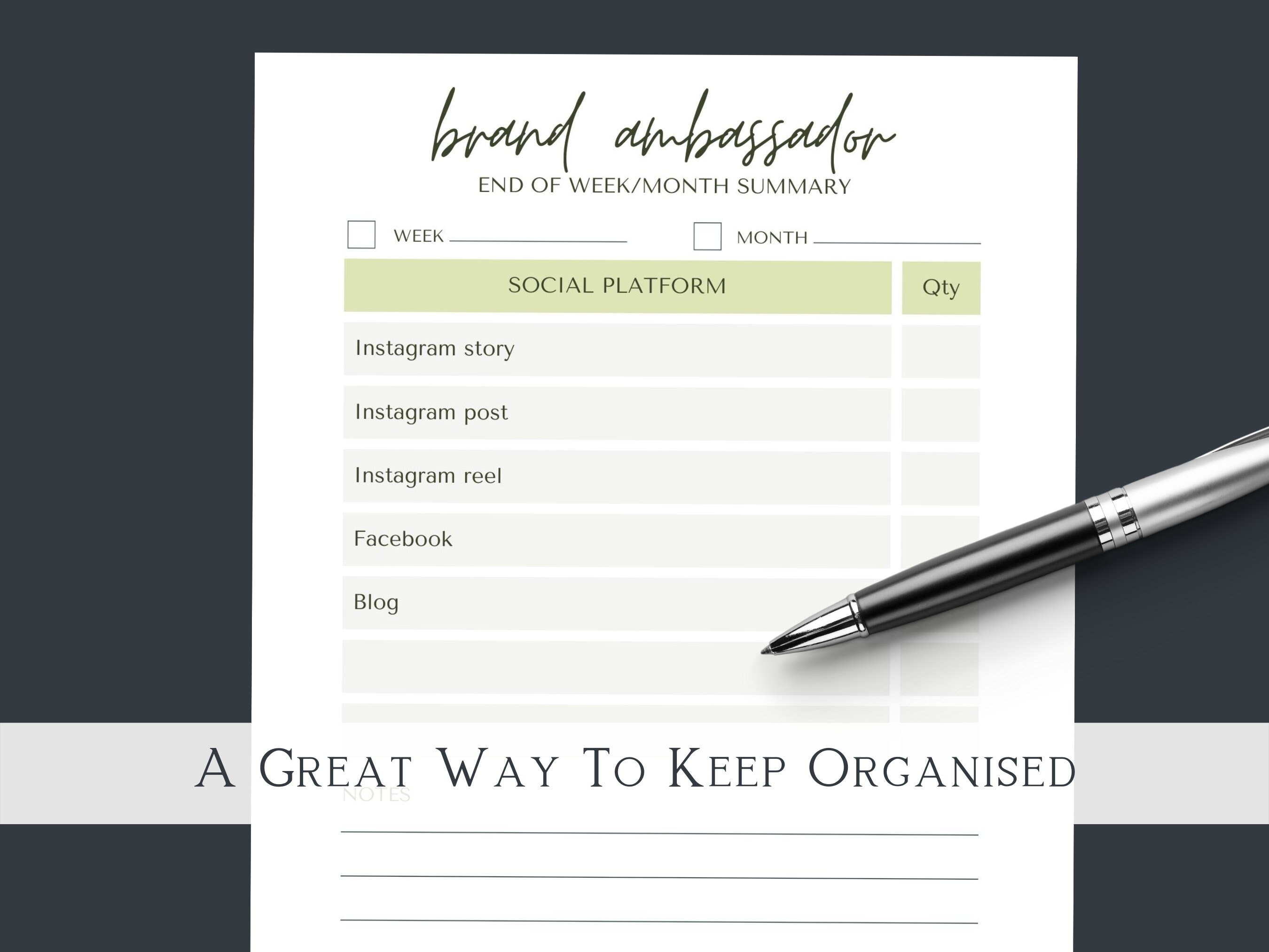 Brand Ambassador Kit, Brand Ambassador Planner, Brand Planner, Brank ...