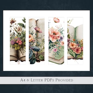 Printable Floral Bookmarks, INSTANT DOWNLOAD, Printable Bookmark, Book ...