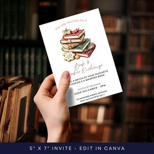 Book Swap Invite Invite, Holiday Cookie Exchange, Editable Book Club ...
