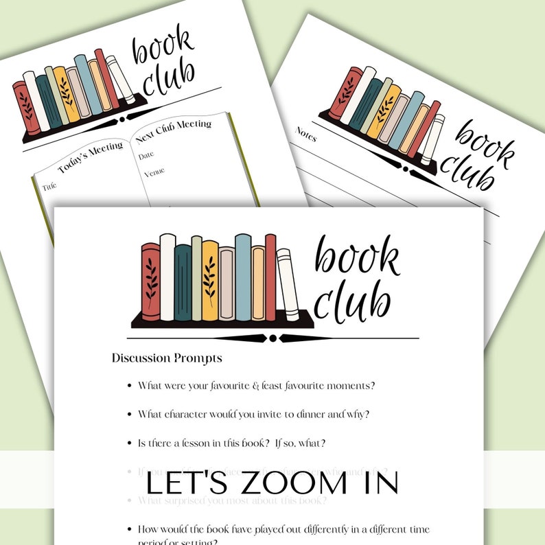 Book Club Planner Book Club Discussion Bundle Reading - Etsy