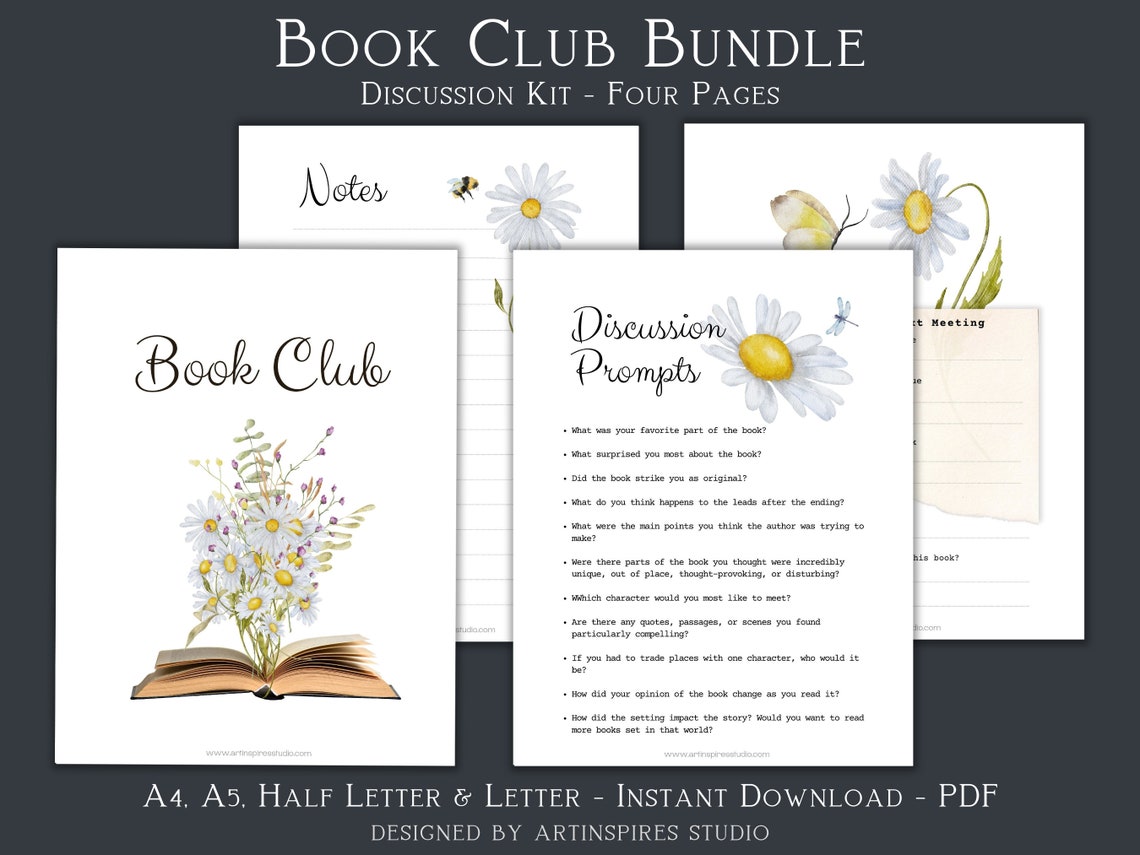 Daisy Book Club Planner Book Club Discussion Book Review - Etsy