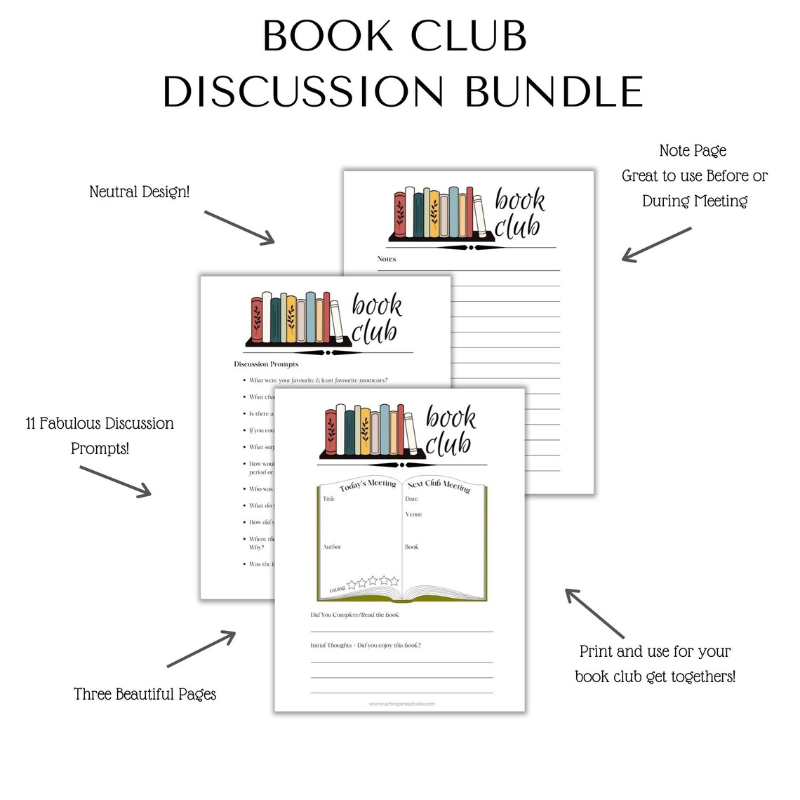 Book Club Planner Book Club Discussion Bundle Reading - Etsy