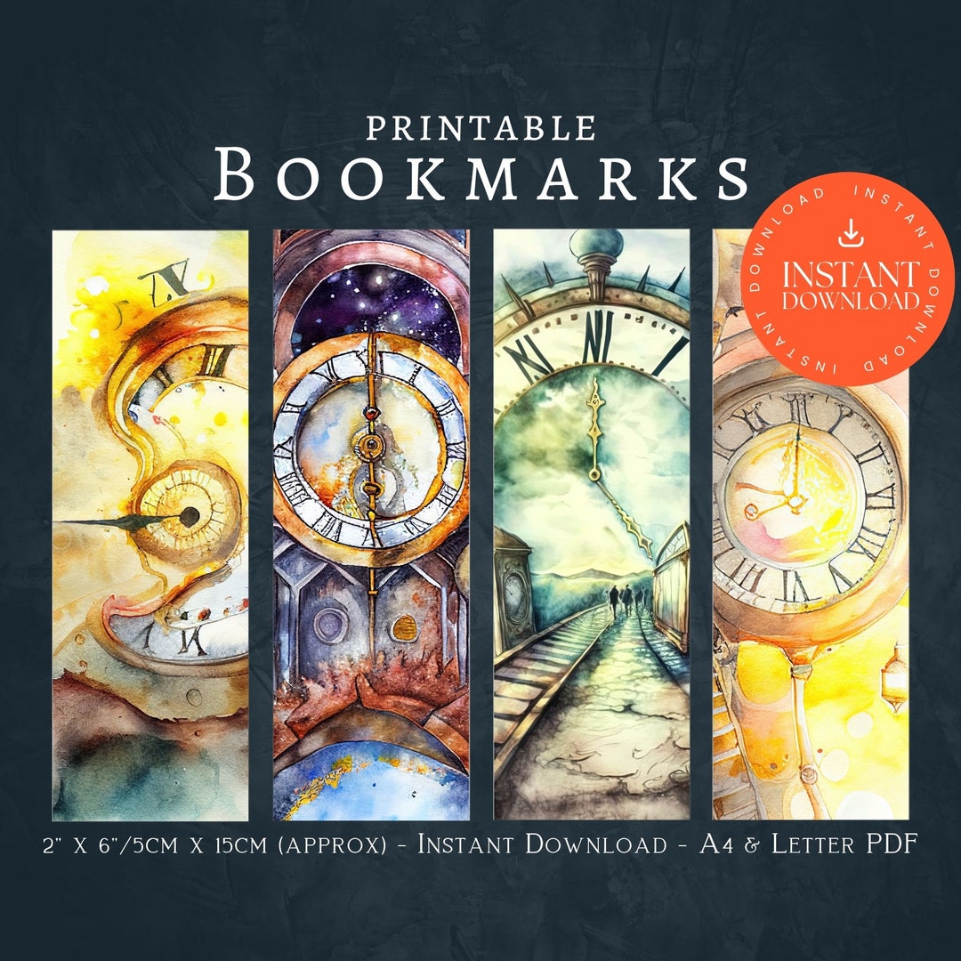 Printable Clock Bookmarks, INSTANT DOWNLOAD, Printable Bookmark, Book ...