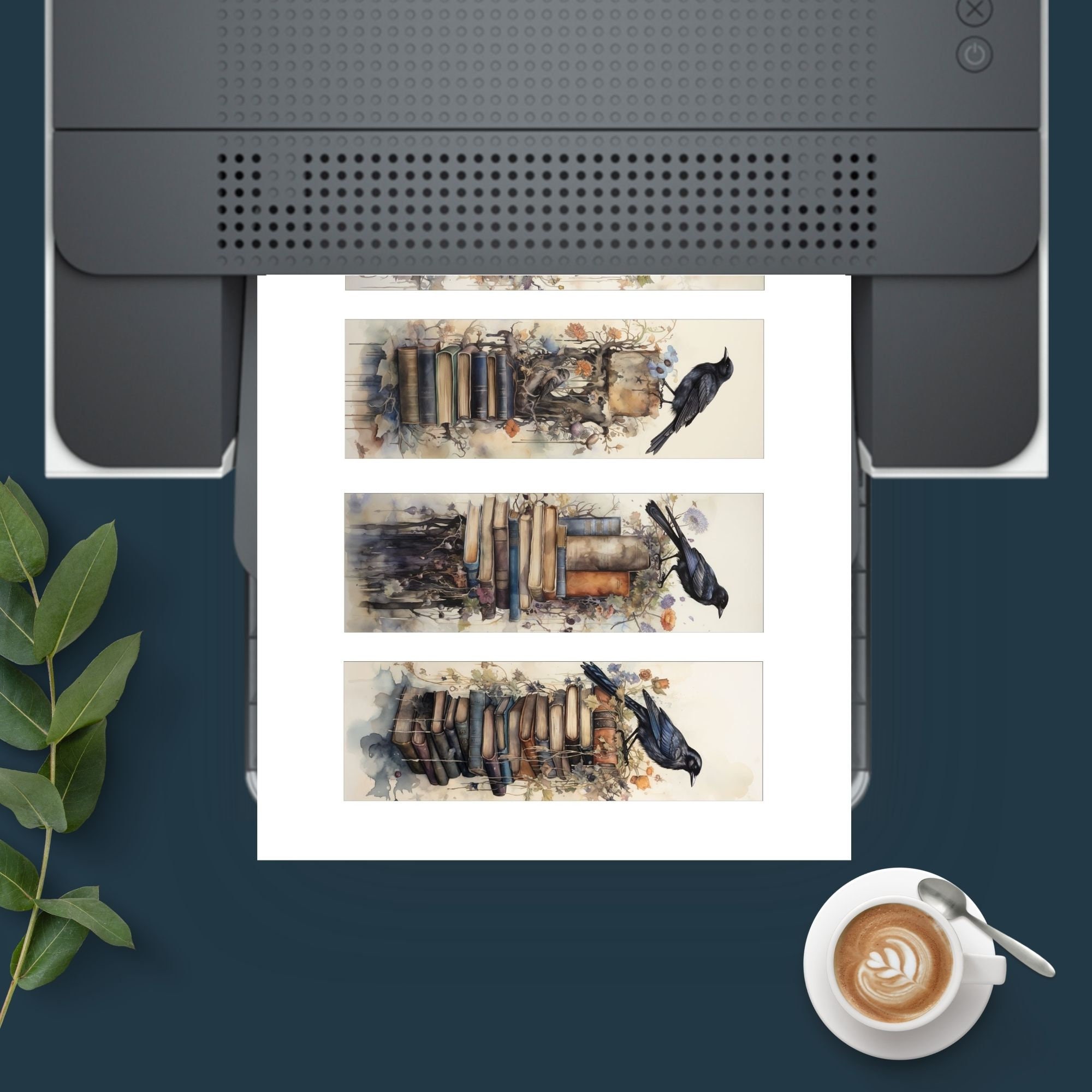 Raven Book Pile Bookmarks INSTANT DOWNLOAD Book Lovers Gift - Etsy