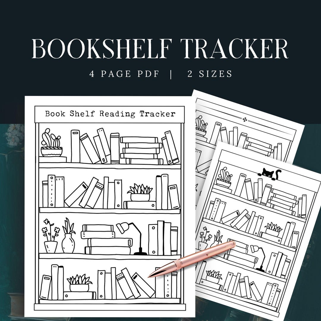 Bookshelf Reading Tracker, INSTANT DOWNLOAD, Bookshelf Reading Log ...