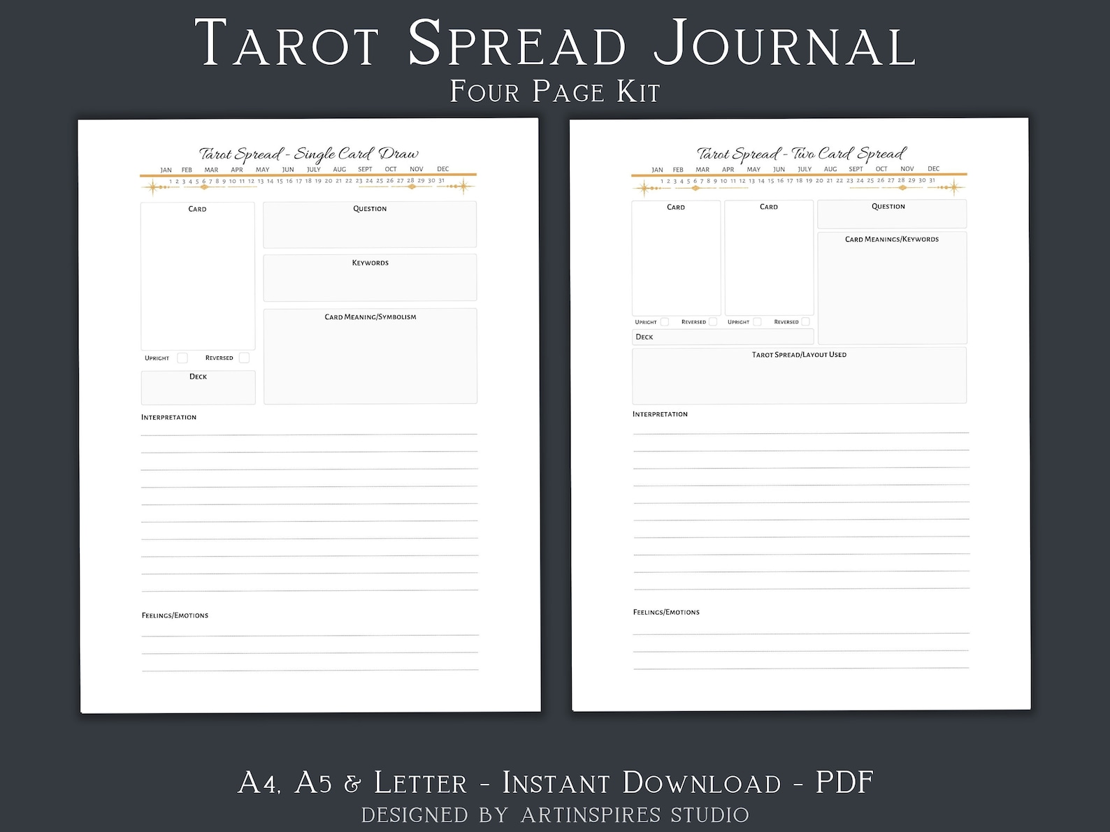 Tarot Journal Printable, Tarot Spreads Bundle, Printable Tarot Layouts ...