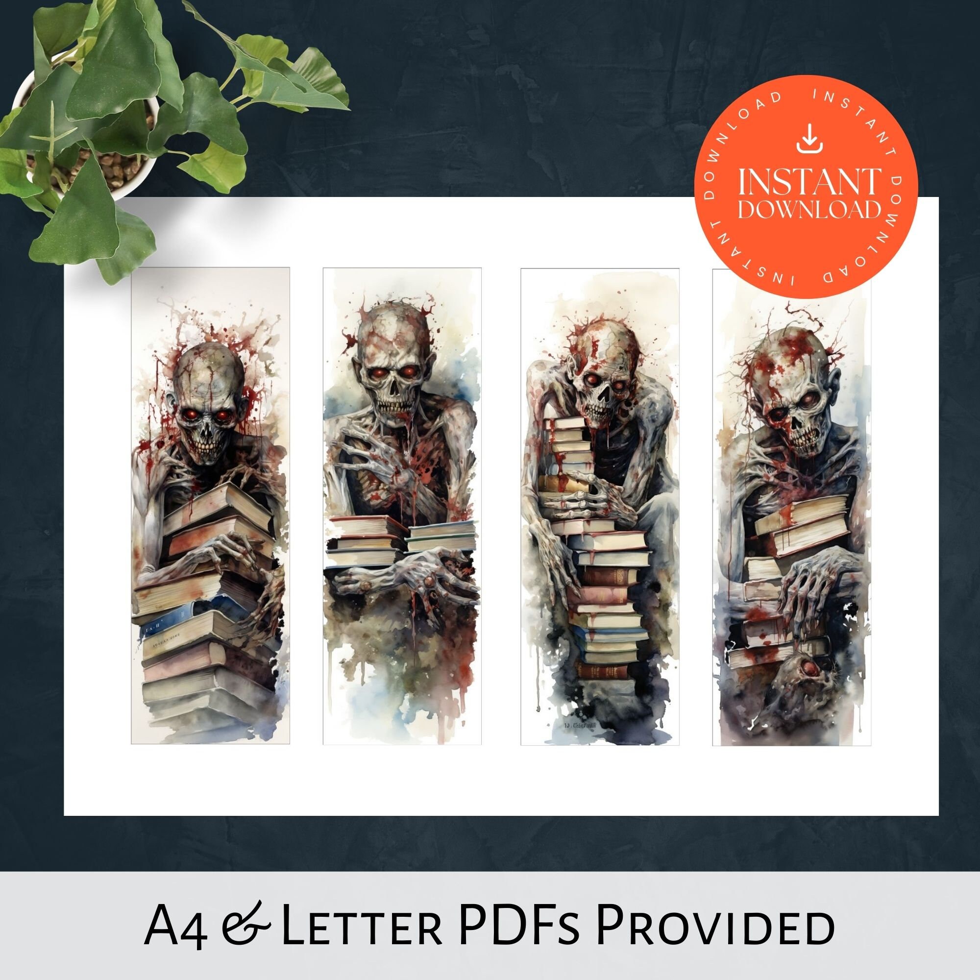 Zombie Book Pile Bookmarks INSTANT DOWNLOAD Book Lovers Gift - Etsy