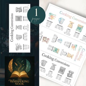 Kitchen Conversion Bookmarks, Printable Cooking Reference, Baking ...