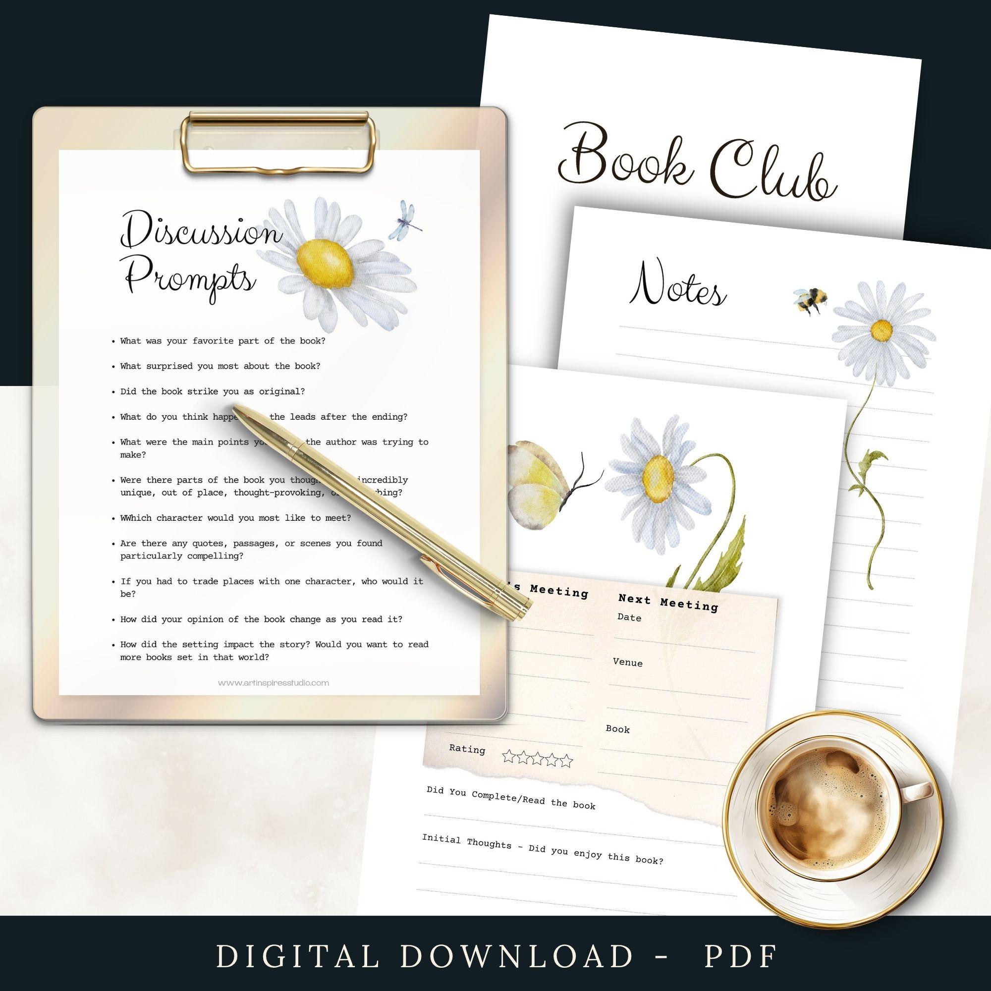 Daisy Book Club Planner, Book Club Discussion, Book Review, Reading ...