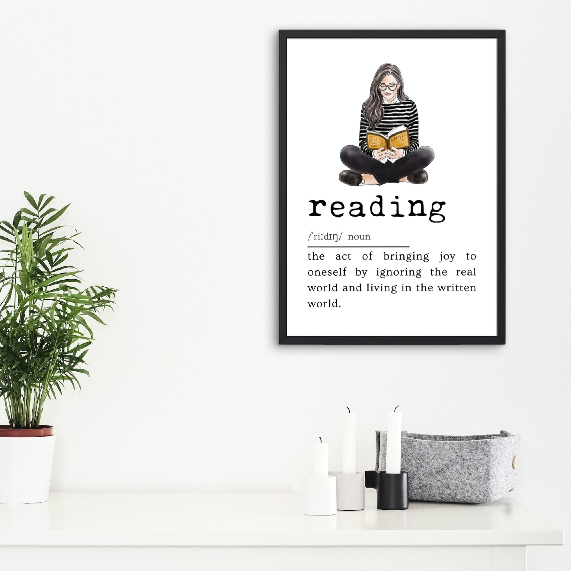 Reading Definition Print, Library Poster Printable, Book Club Art ...