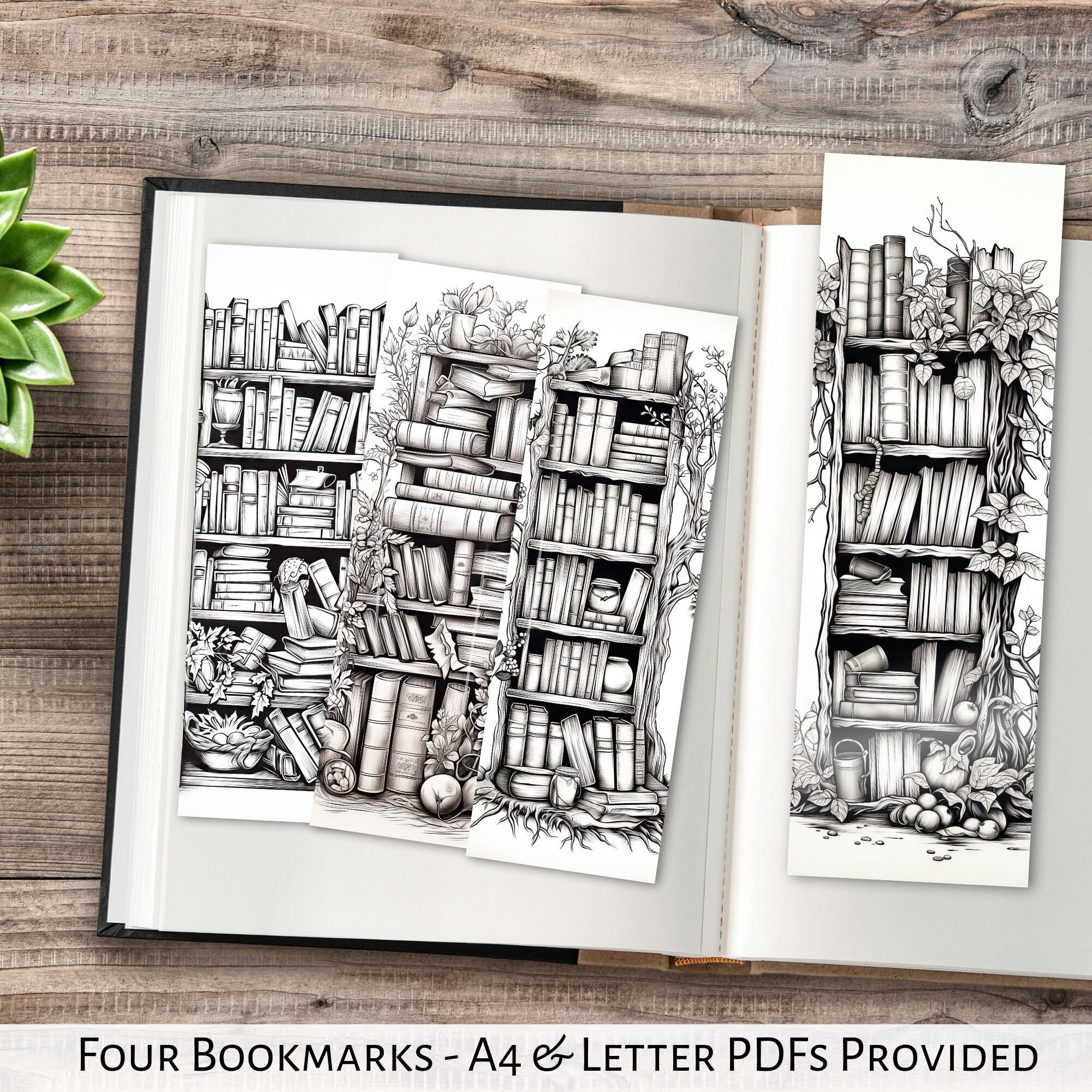 Colour in Bookshelf Bookmarks, INSTANT DOWNLOAD, Coloring in Bookmarks ...