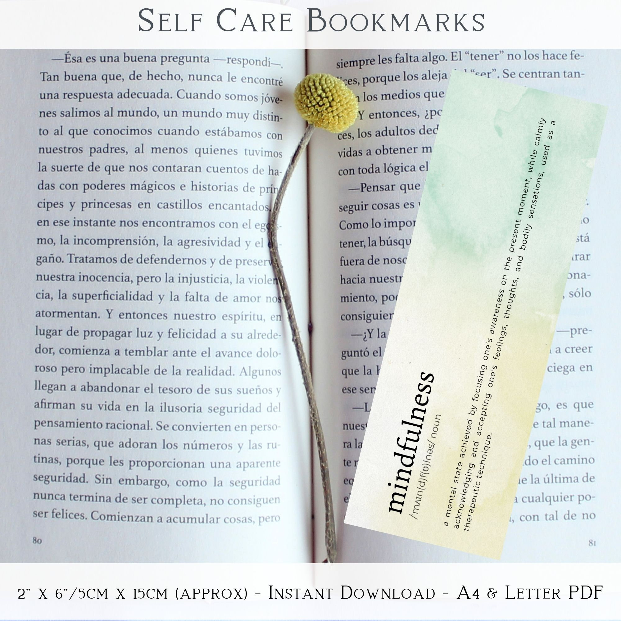 Self Care Printable Bookmarks, INSTANT DOWNLOAD, Printable Book Gift ...